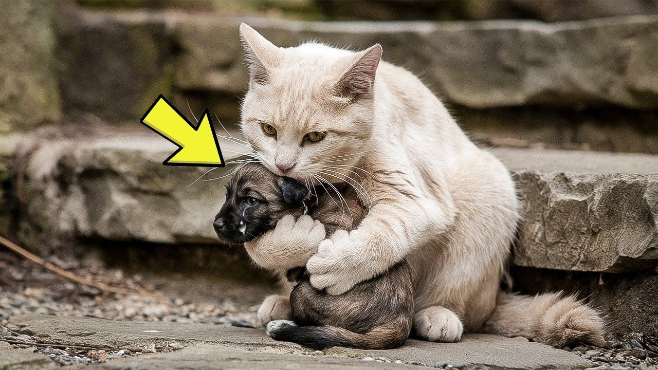 Cat Keeps Hugging Crying Puppy – Then Animal Control Realizes What's ...