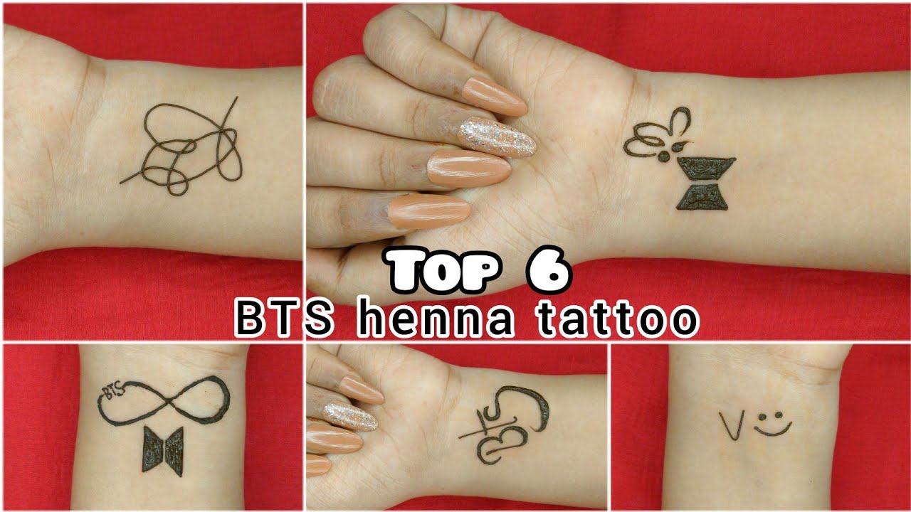 Top 6 cute BTS tattoo henna design| BTS inspired mehndi design| Small ...