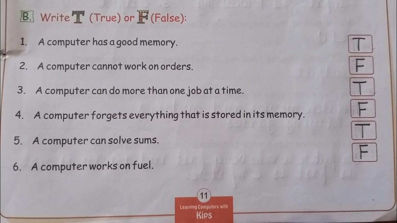 Lesson 1 computer An Electronic Device class 2 - YouTube