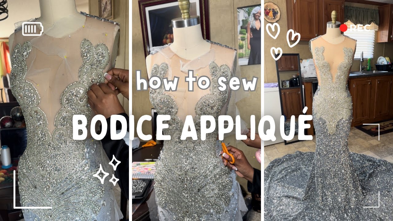 How To Sew Rhinestone Bodice Appliqué | Beginner Friendly! - YouTube
