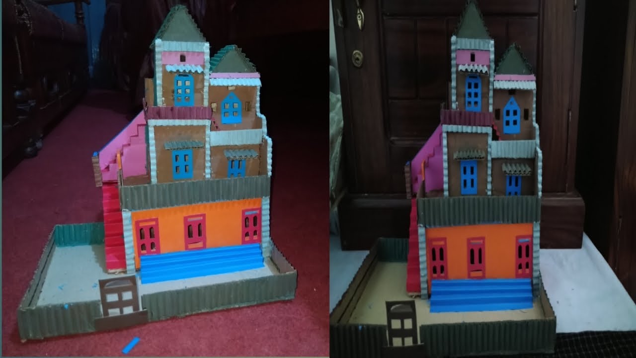 Cardboard house Model Making || How to make Miniature house from Diy ...