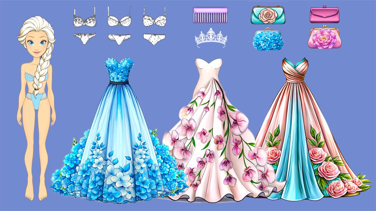 Paper Dolls Dress Up Frozen Elsa Chooses a Dress for the Contest🌸 Which ...