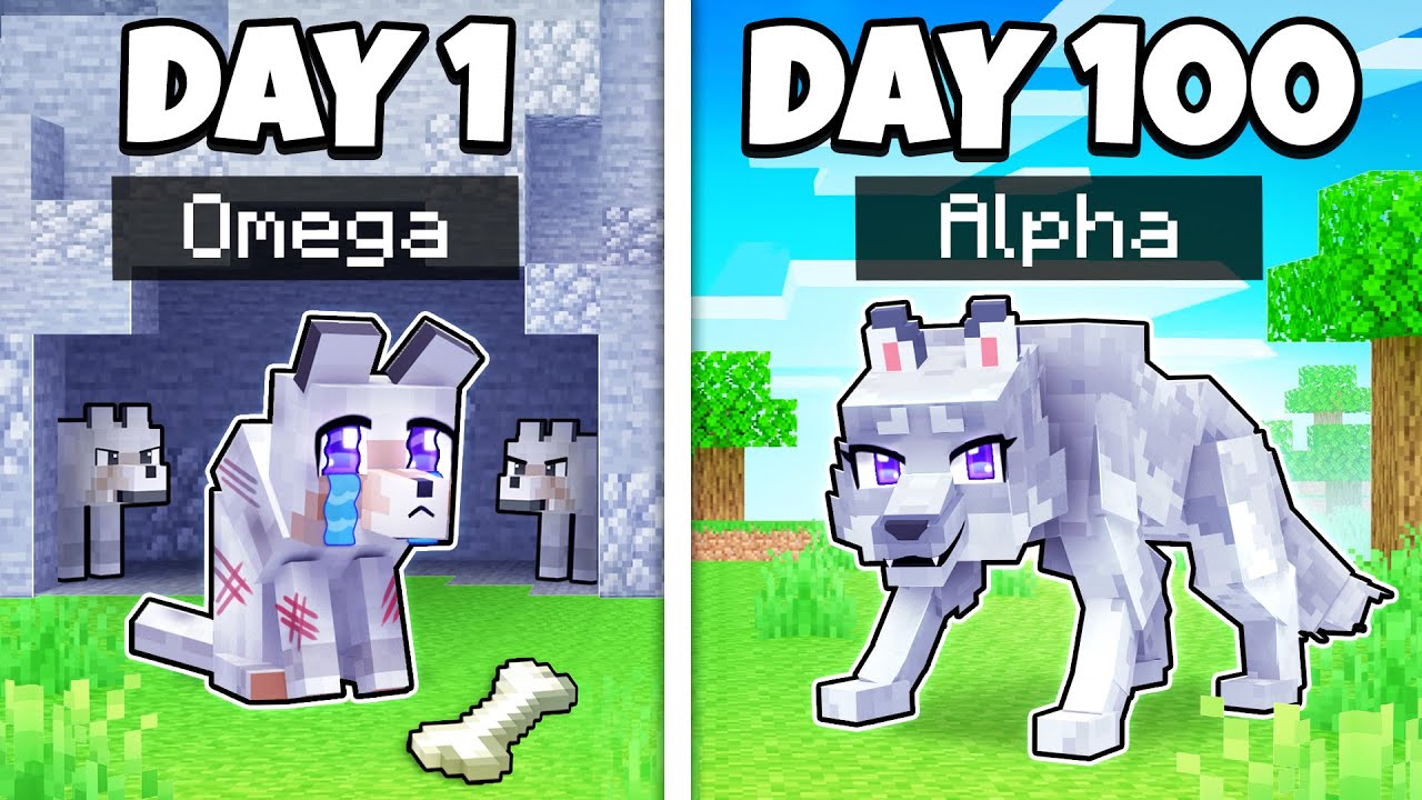 100 DAYS From OMEGA to ALPHA WOLF in Minecraft! - YouTube