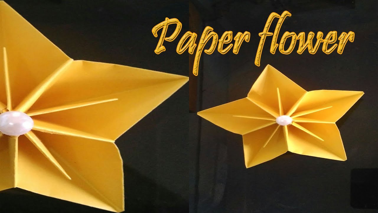 Paper flower 🌟🌟🌟 - paper flower making video - easy - pearl centered ...