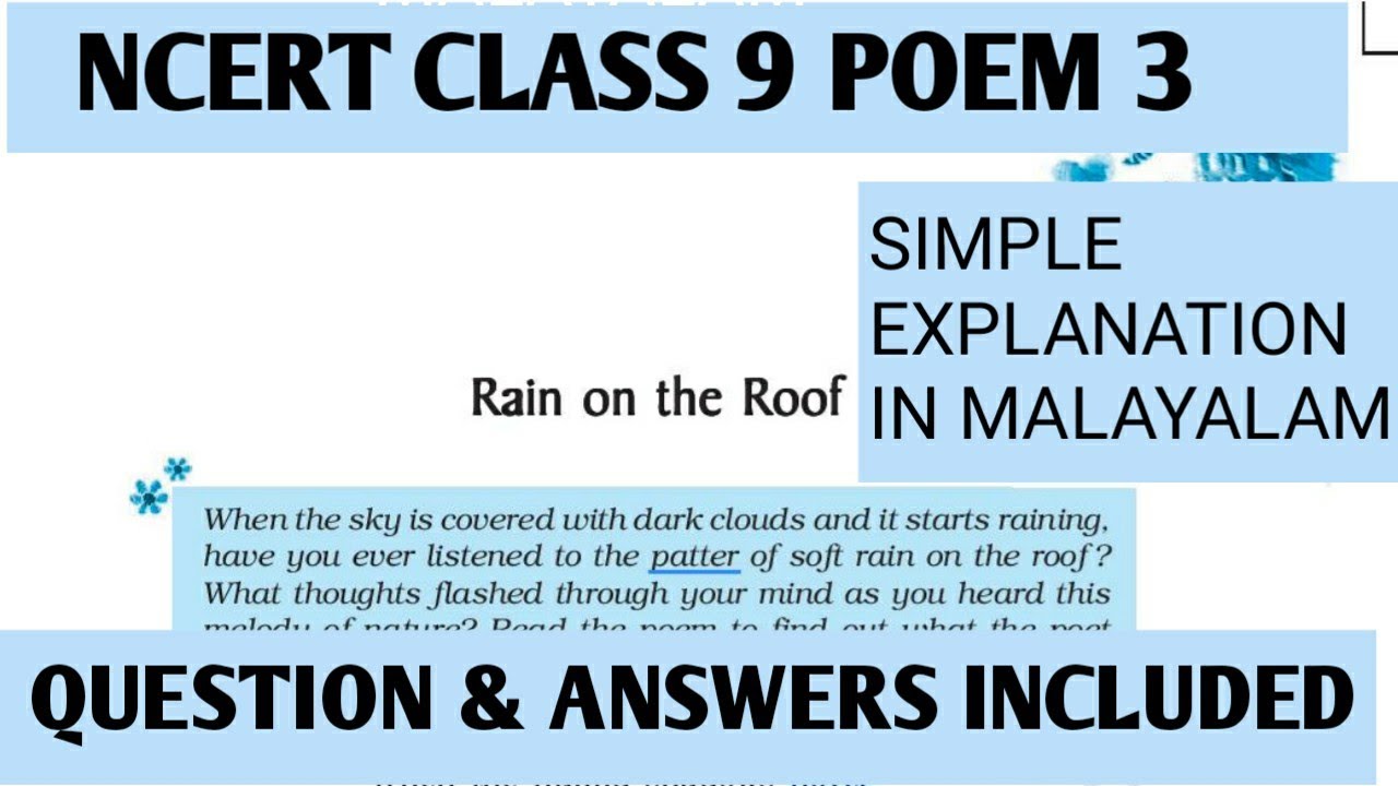 NCERT CLASS 9|ENꞬLISH|POEM 3|RAIN ON THE ROOF|SIMPLE EXPLANATION ...