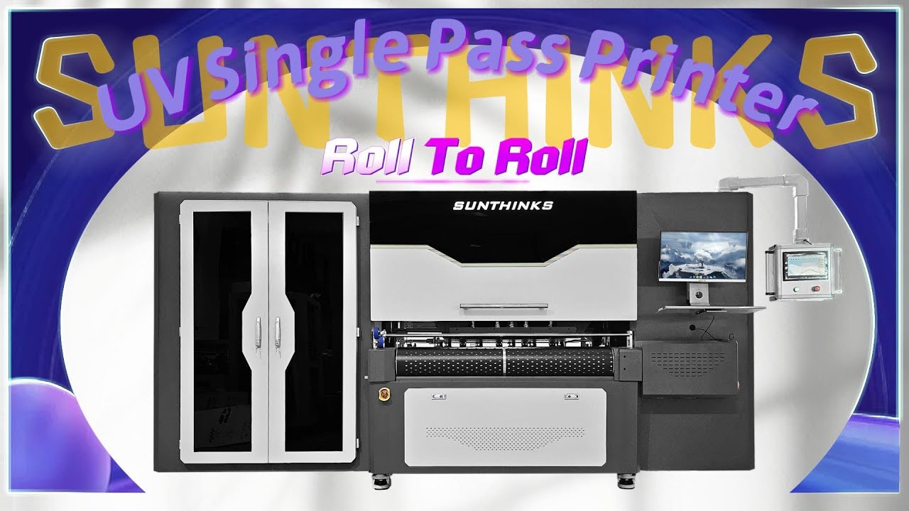 Sunthinks single pass roll to roll printer for paper rolls - YouTube