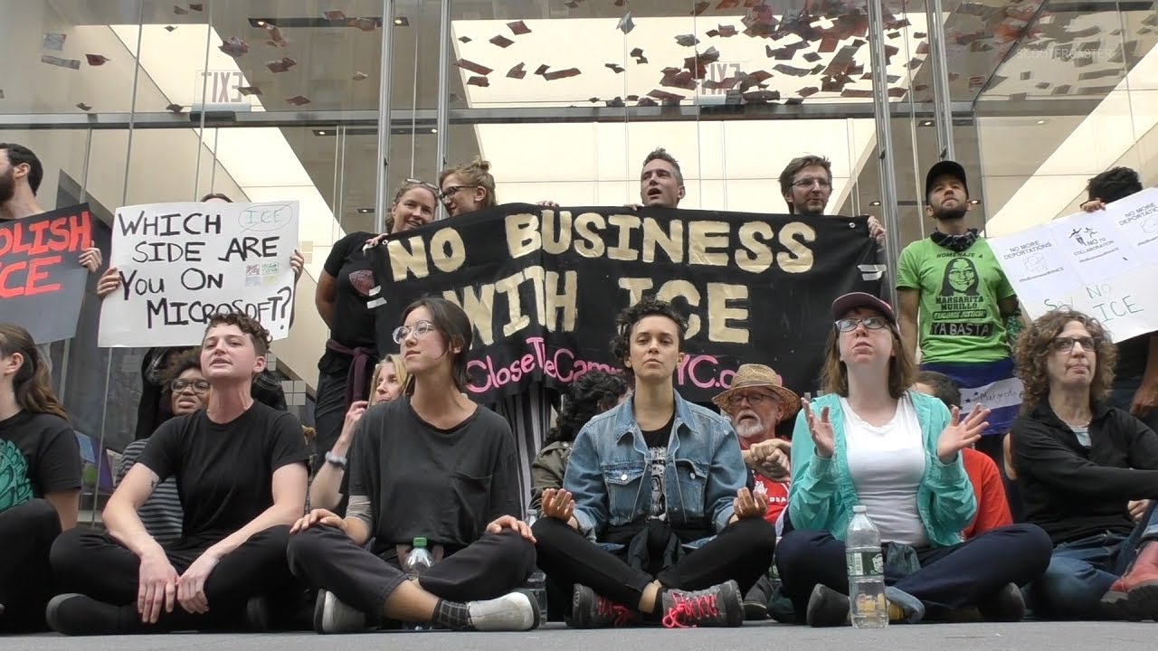 76 anti-ICE protesters arrested after sit-in at Microsoft store in New ...