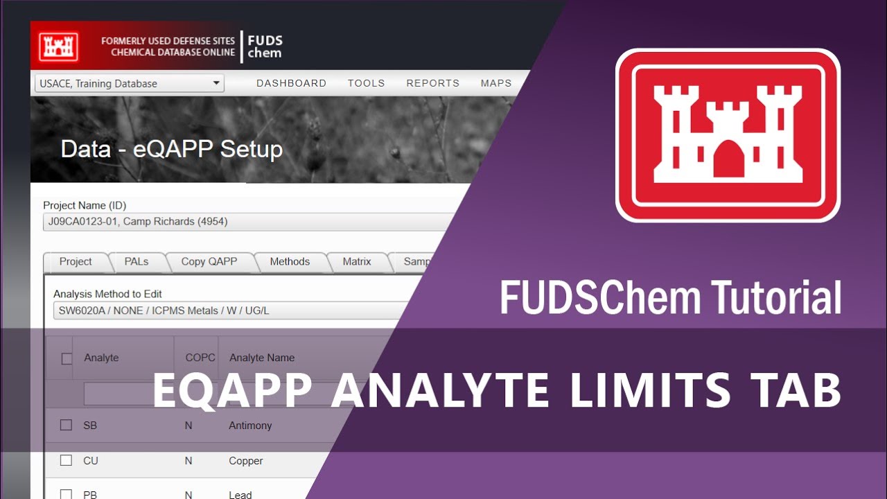 eQAPP Analyte Limits Tab Tutorial - FUDSChem - YouTube