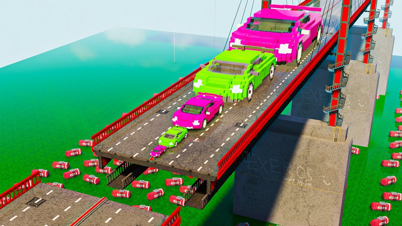 Big & Small Cars Jump Over Broken Bridge | Teardown - YouTube