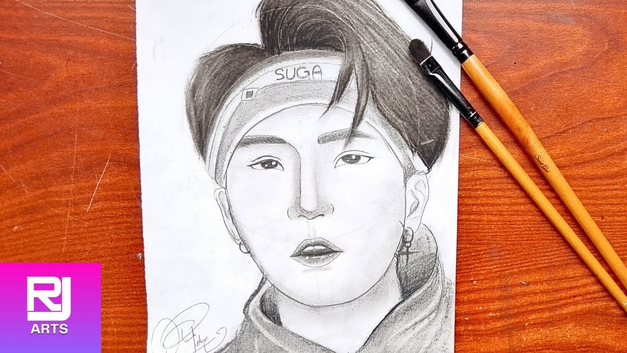 How to draw a sketch of suga | pencil sketch of bts suga | so easy and ...