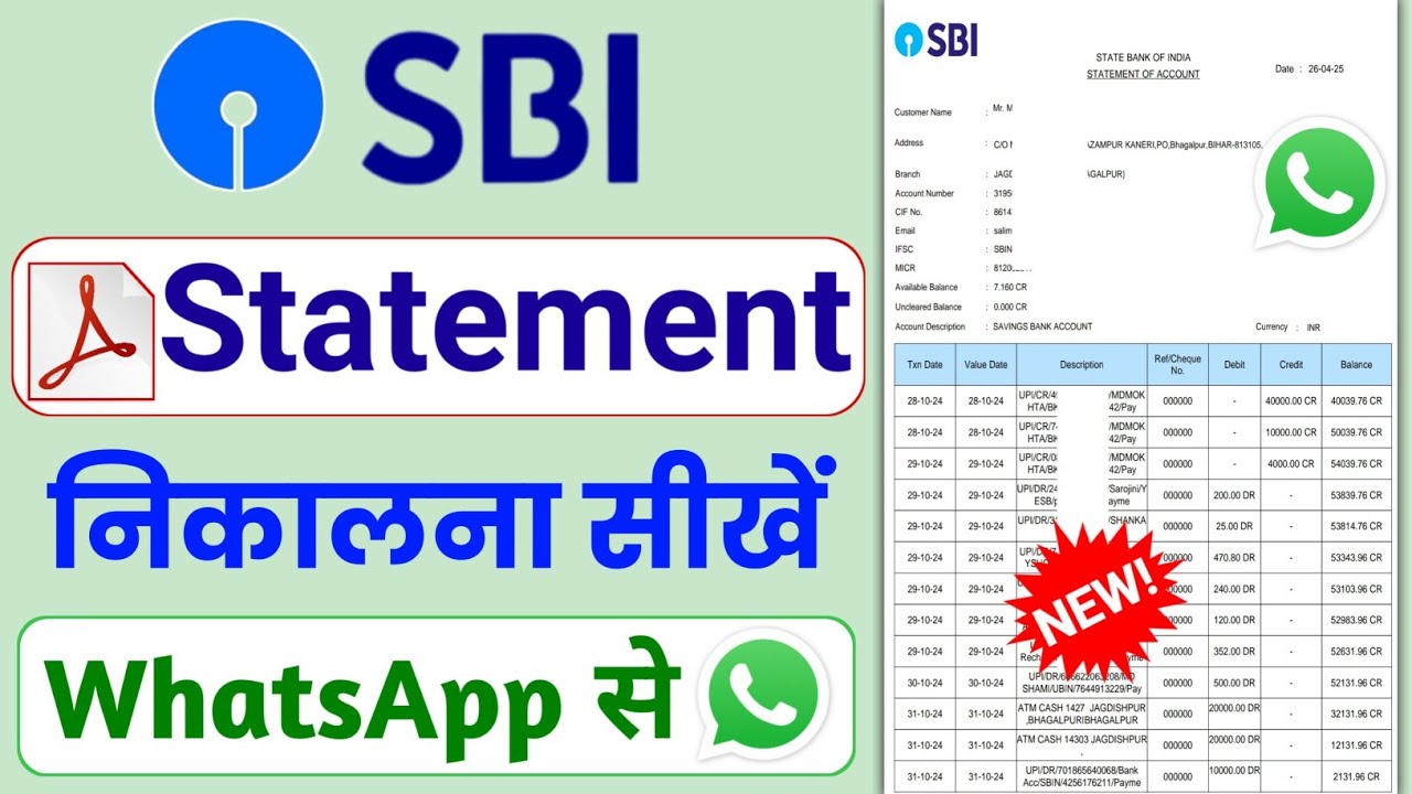 SBI bank statement 2025 | sbi bank statement pdf download | sbi account ...
