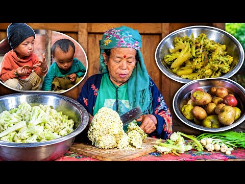 Simple Village Style Cauliflower & Potato recipe || Authentic Nepali Cooking || vegetable recipe ￼