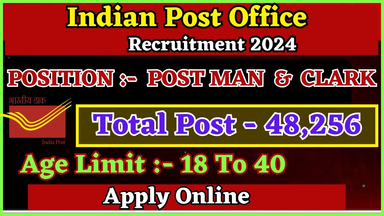 Indian Post Office Recruitment 2024 | Postal Department Vacancy 2024 ...