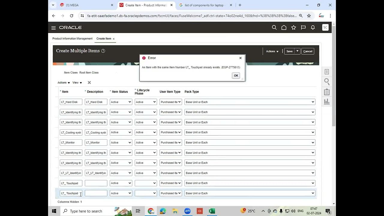 Class 2 Oracle Fusion Manufacturing Item Structure - YouTube