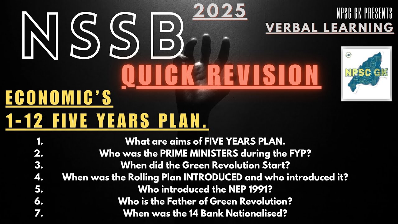 2025 NSSB EXAM. BASICS OF FIVE YEARS PLAN in India. - YouTube