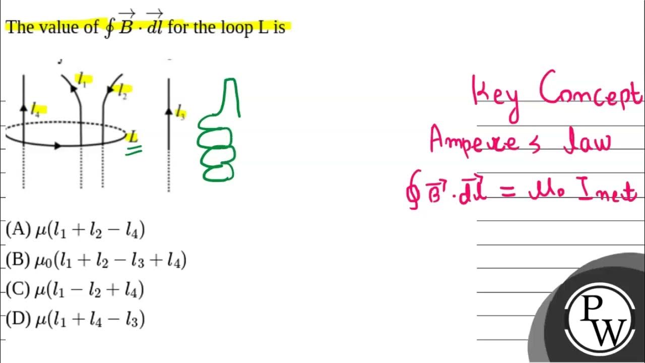 45. The value of \( \oint \vec{B} \cdot \overrightarrow{d l} \) for the loop \( L \) is (1 ...