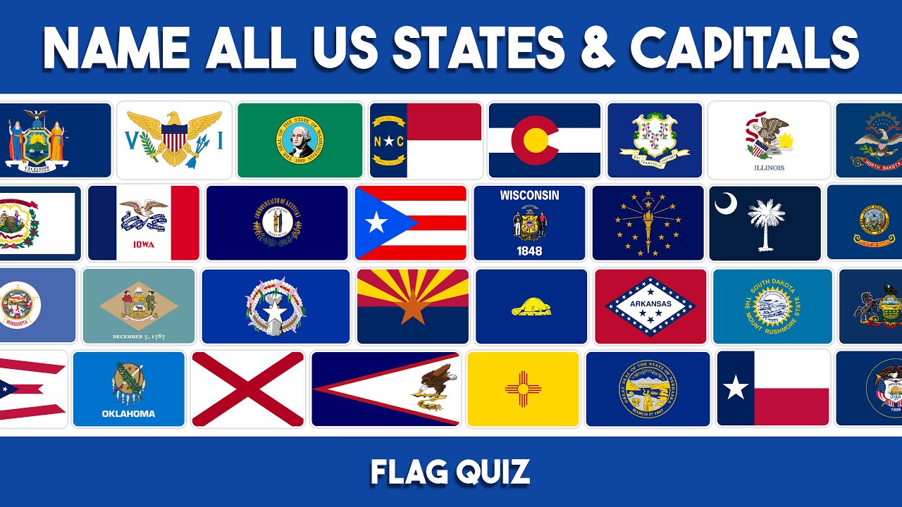 Guess All US States and Capitals with JUST the FLAG | Hard Version! 🇺🇸 ...