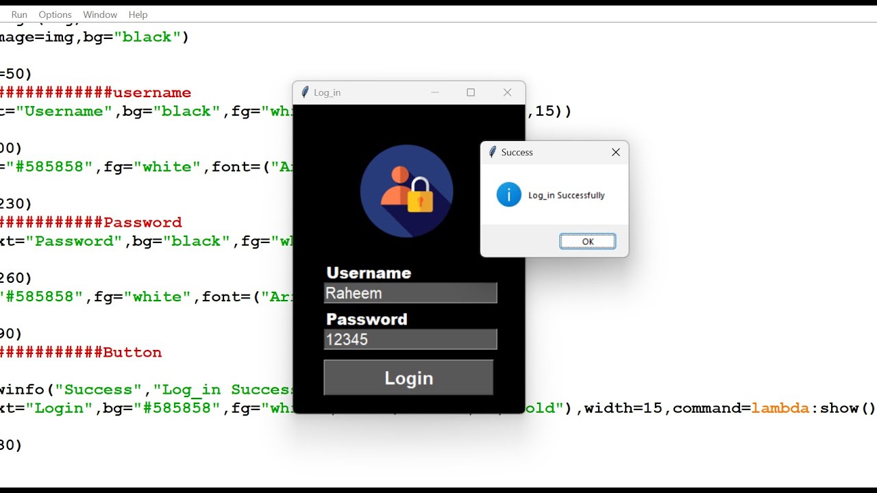 Create login Page Using Python Tkinter Entry, Frame and Label Functions. - YouTube