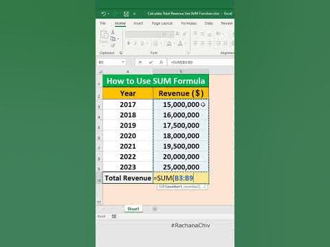 How to Calculate Total Revenue Use SUM Function in Excel #excel #shortvideo #shorts - YouTube