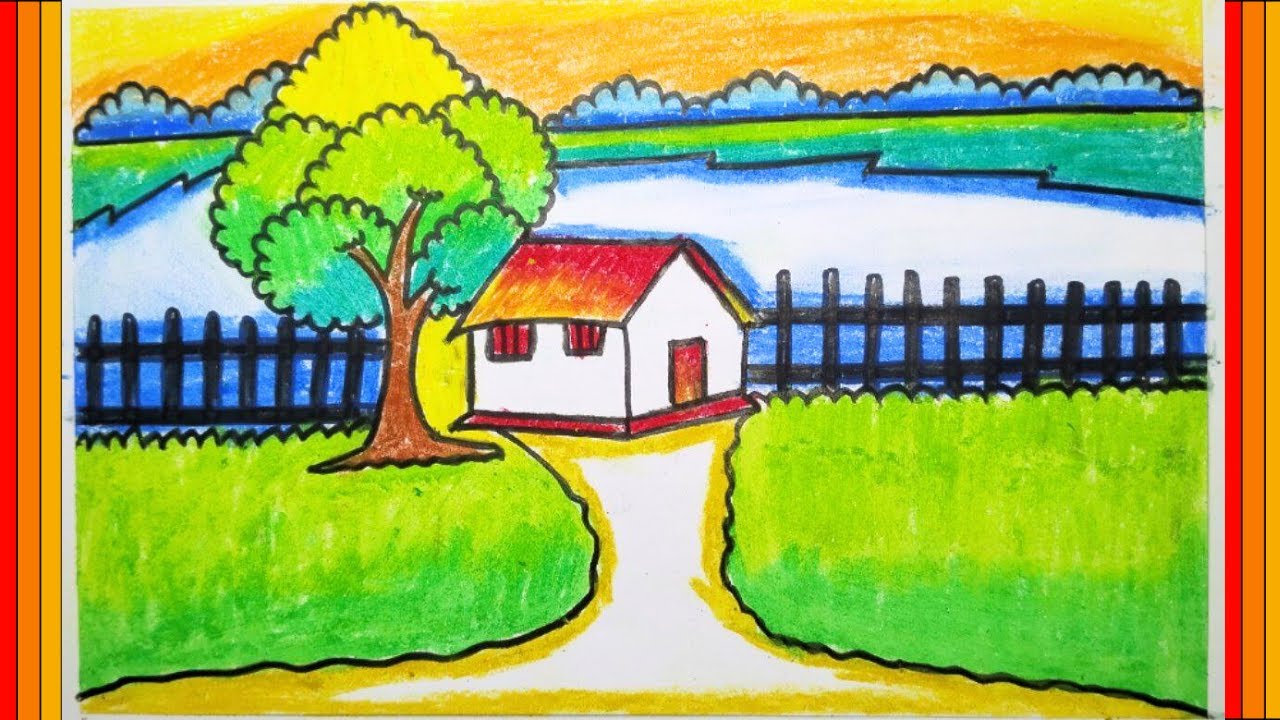 House Scenery Drawing Ghar ka Chita Easy to drawing and Painting 30 ...