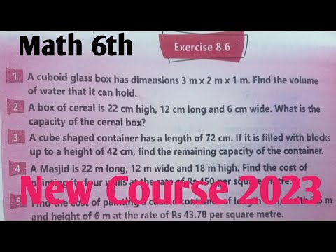 Class 6th Maths Exercise 8.6 New course 2023 kpk and punjab | Ex 8.6 ...