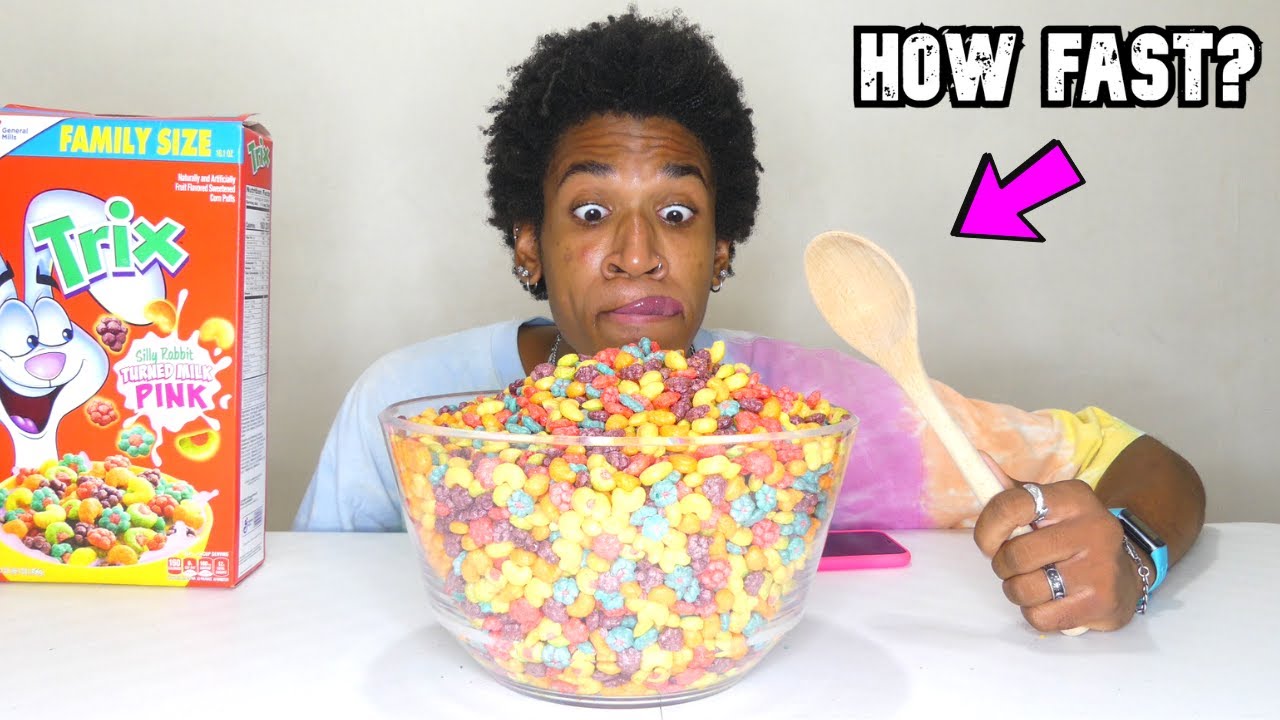 Eating A GIANT Bowl of Trix Cereal - YouTube