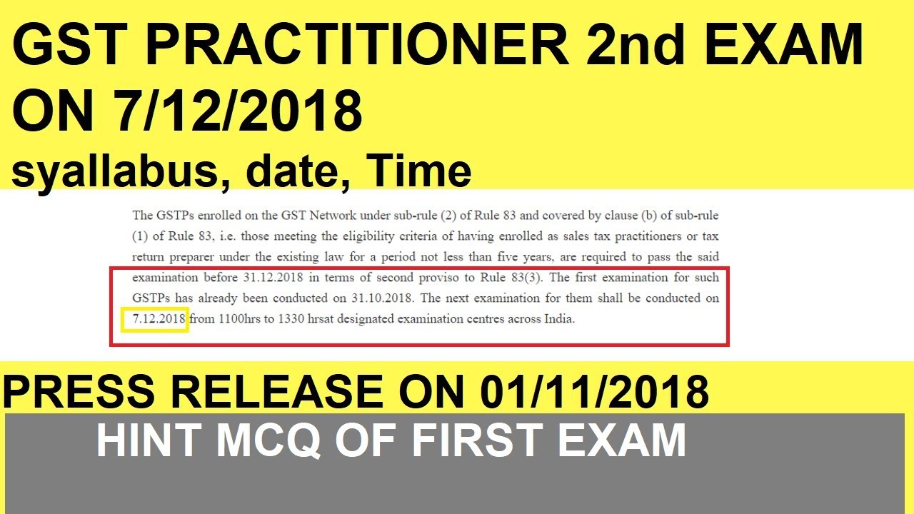 GST Practitioner 2nd EXAM Syllabus, date, Time| GSTP | Exam pattern ...