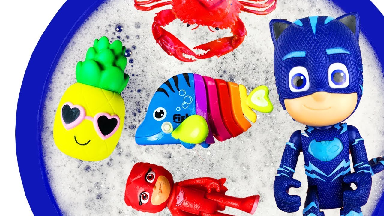Learn Colors with Pj Masks Characters for Kids - Bubble Pool Toys For ...