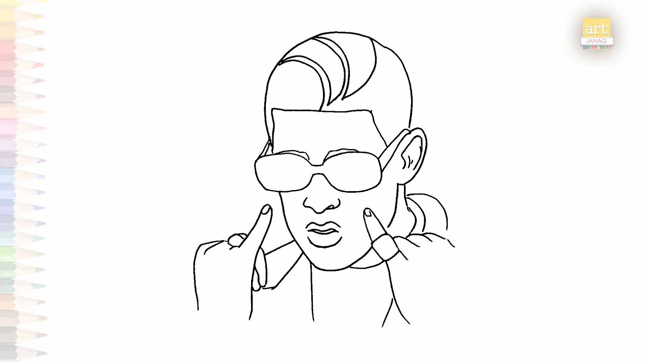 Bad Bunny drawing easy | Outline sketches | How to draw Bad Bunny ...