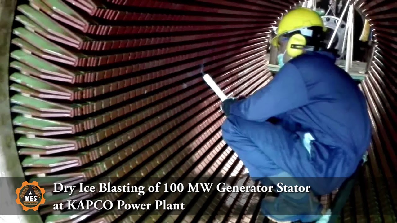Dry Ice Blasting of 100 MW Generator Stator at KAPCO Power Plant - YouTube