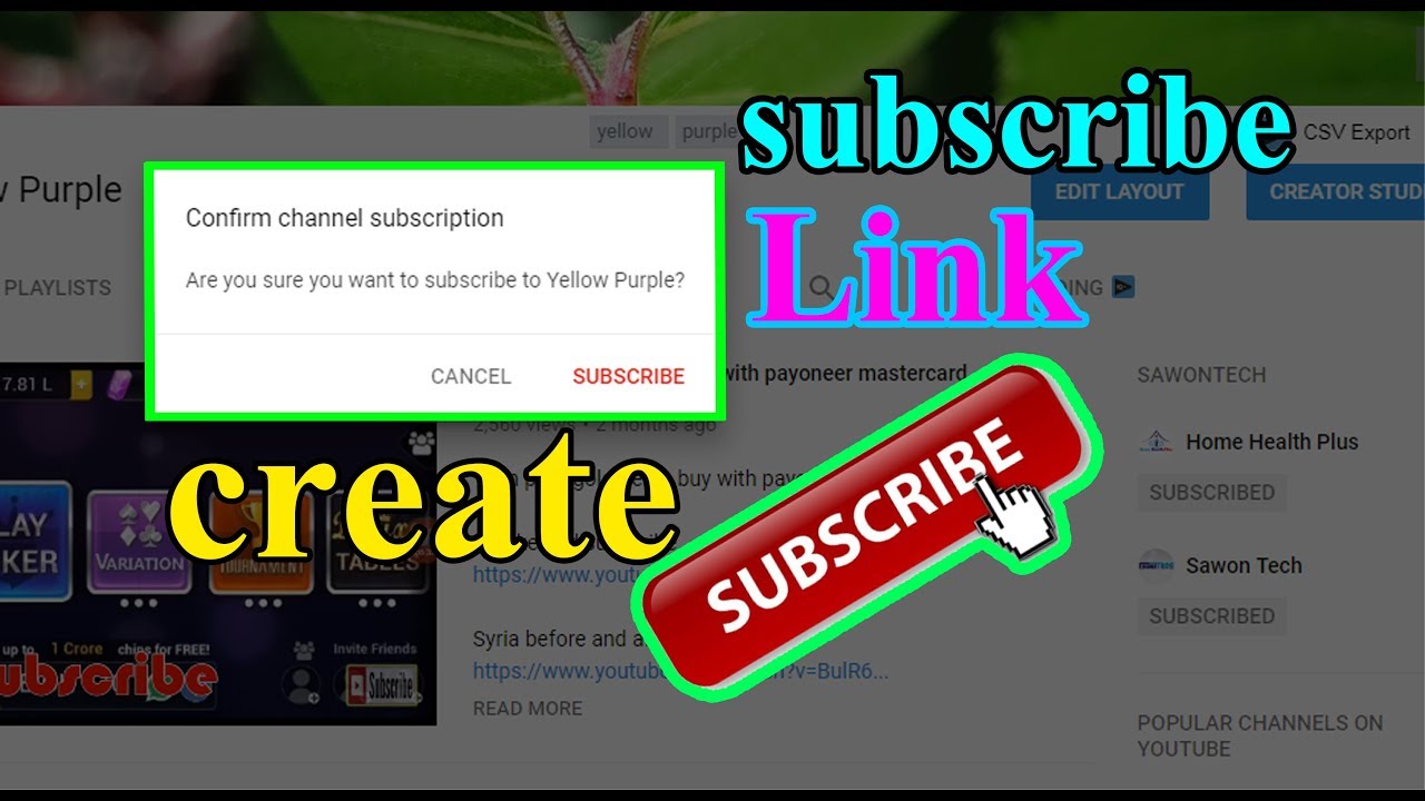 How To Make a YouTube POP-UP Subscribe Link Create - YouTube