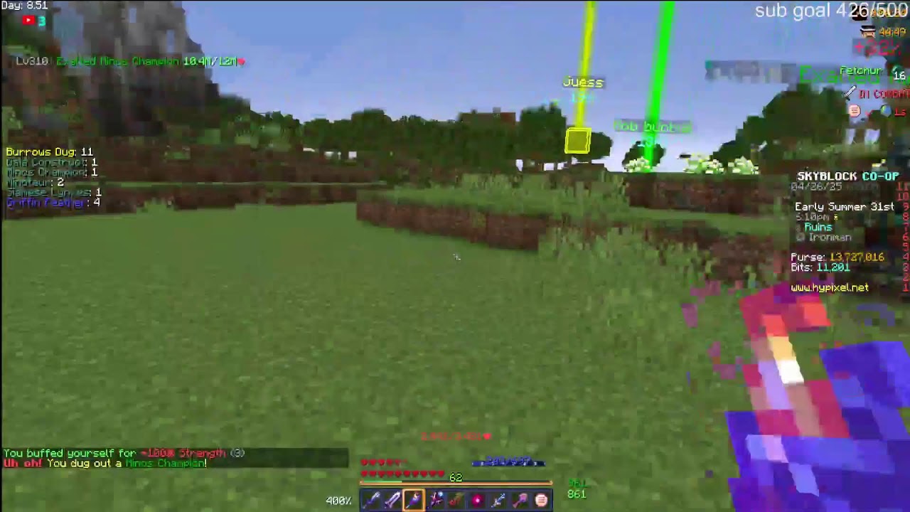 Streaming for Daedalus stick Luck Hypixel Skyblock Ironman - YouTube