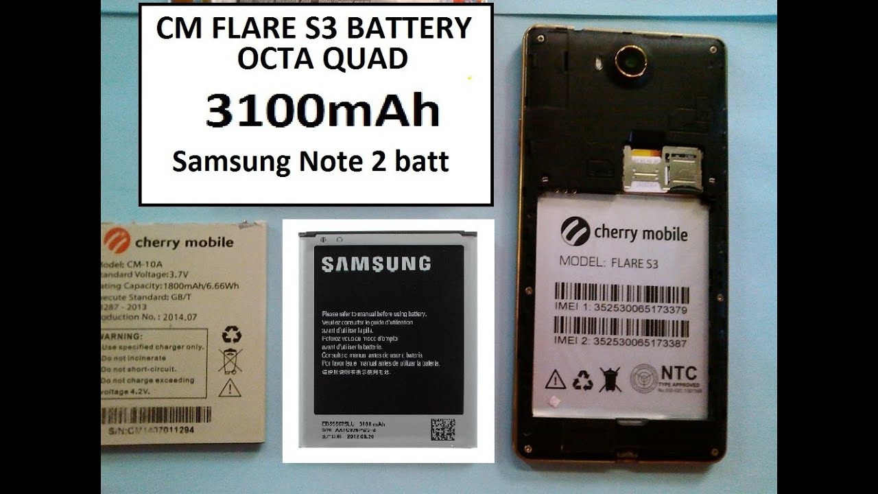 Cherry Mobile Flare S3 3100mAh Battery using Samsung Note 2 - YouTube