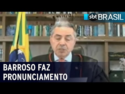 Barroso faz pronunciamento em resposta as declarações de Bolsonaro | SBT Brasil (09/09/21)
