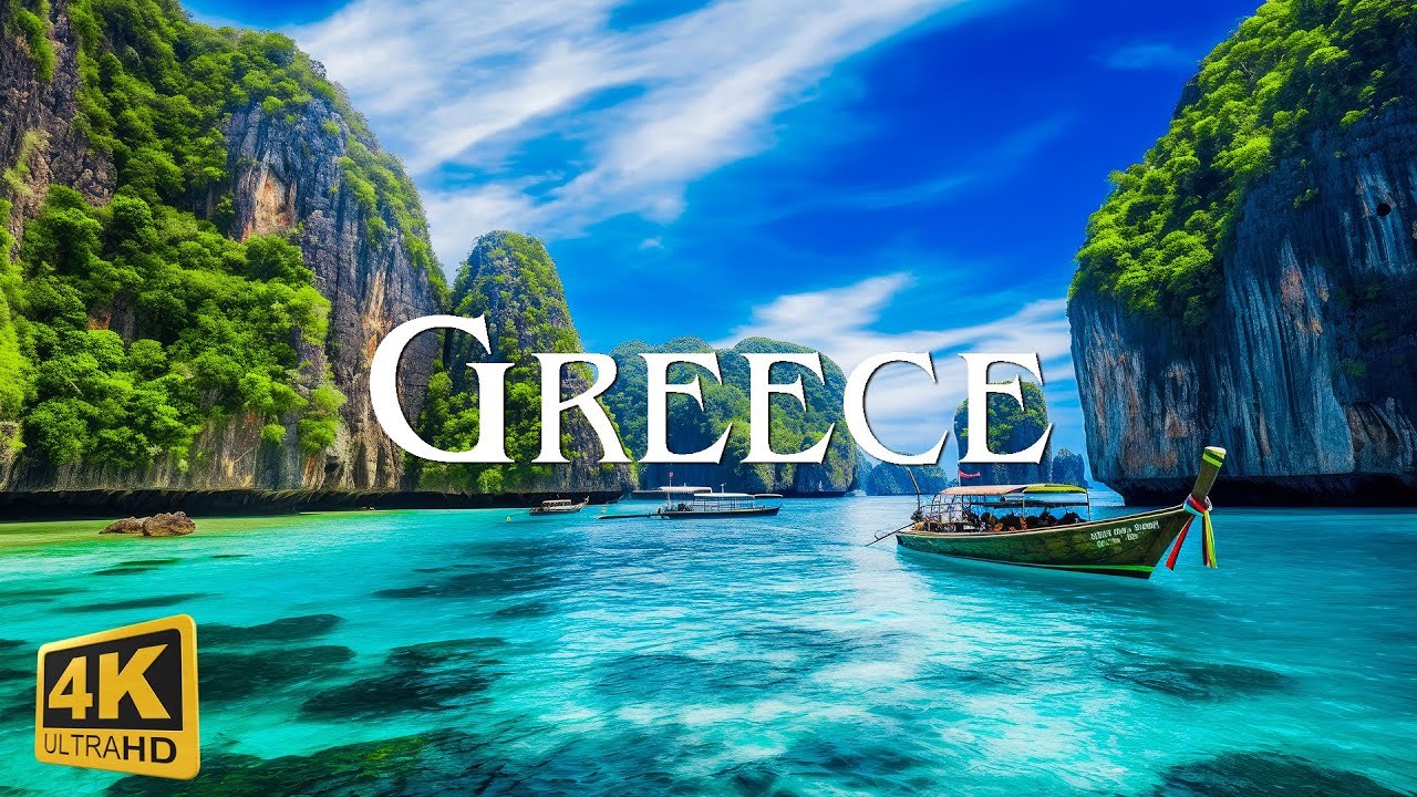 FLYING OVER GREECE (4K UHD) - Relaxing Music Along With Beautiful ...