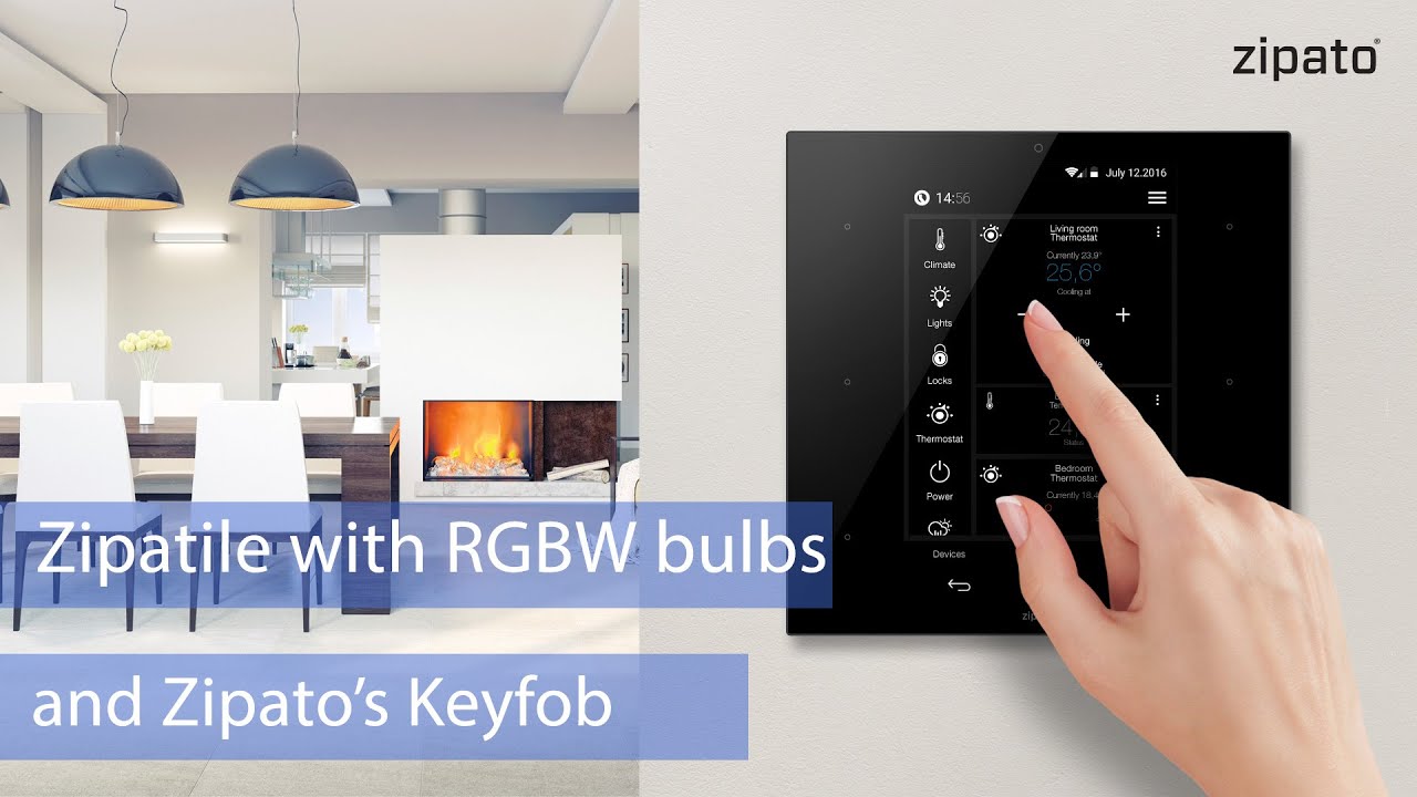 Zipatile with Ziapto's RGBW bulbs and Zipato's Keyfob preview - YouTube