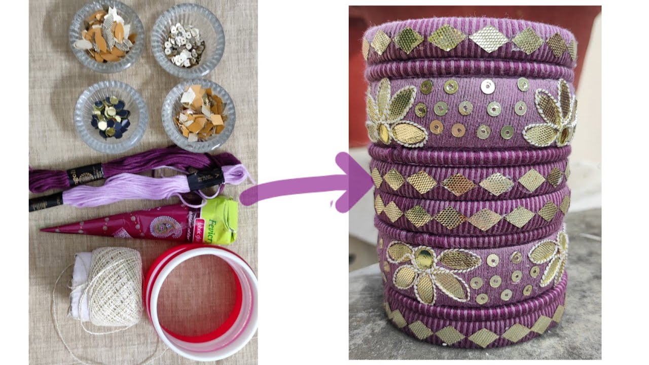 How to make cotton thread bangles at home / handmade thread bangles ...