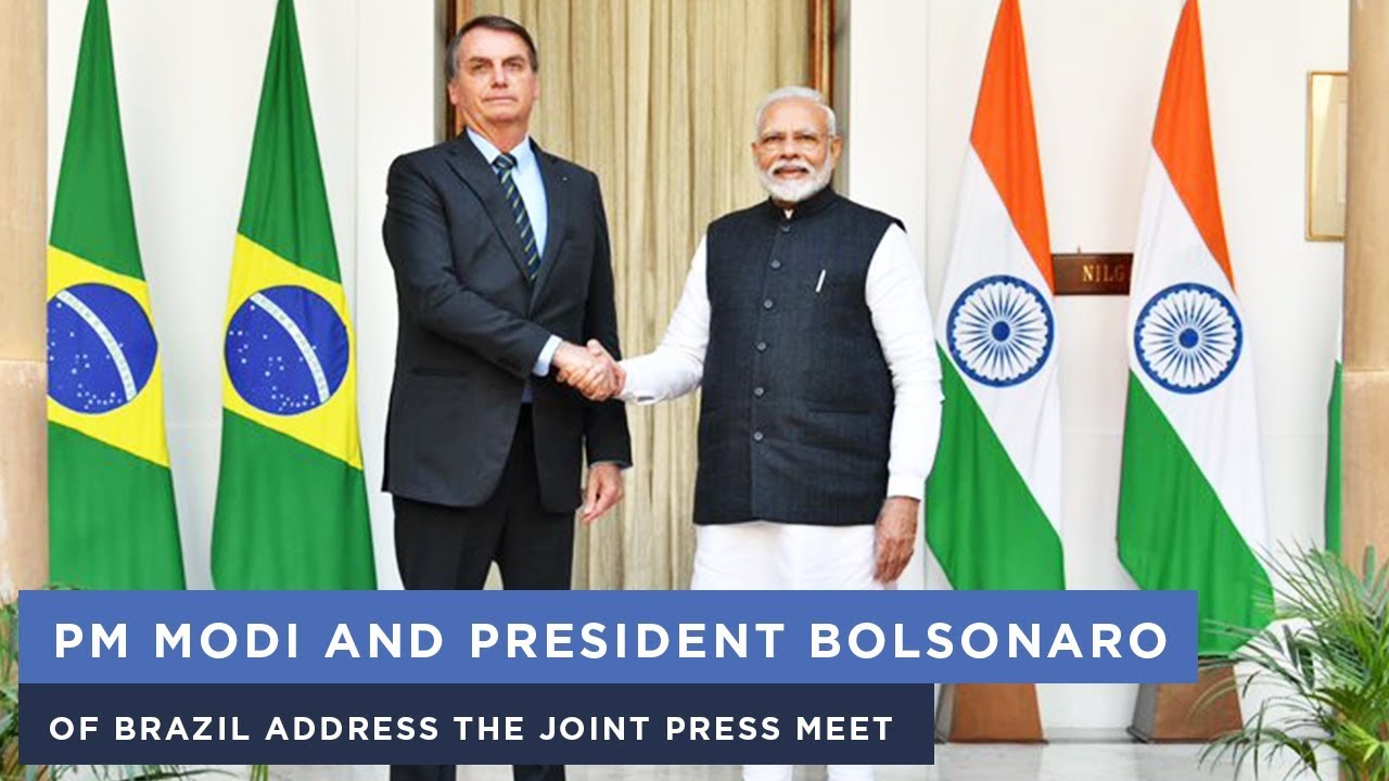 PM Modi and President Bolsonaro of Brazil address the Joint Press Meet ...