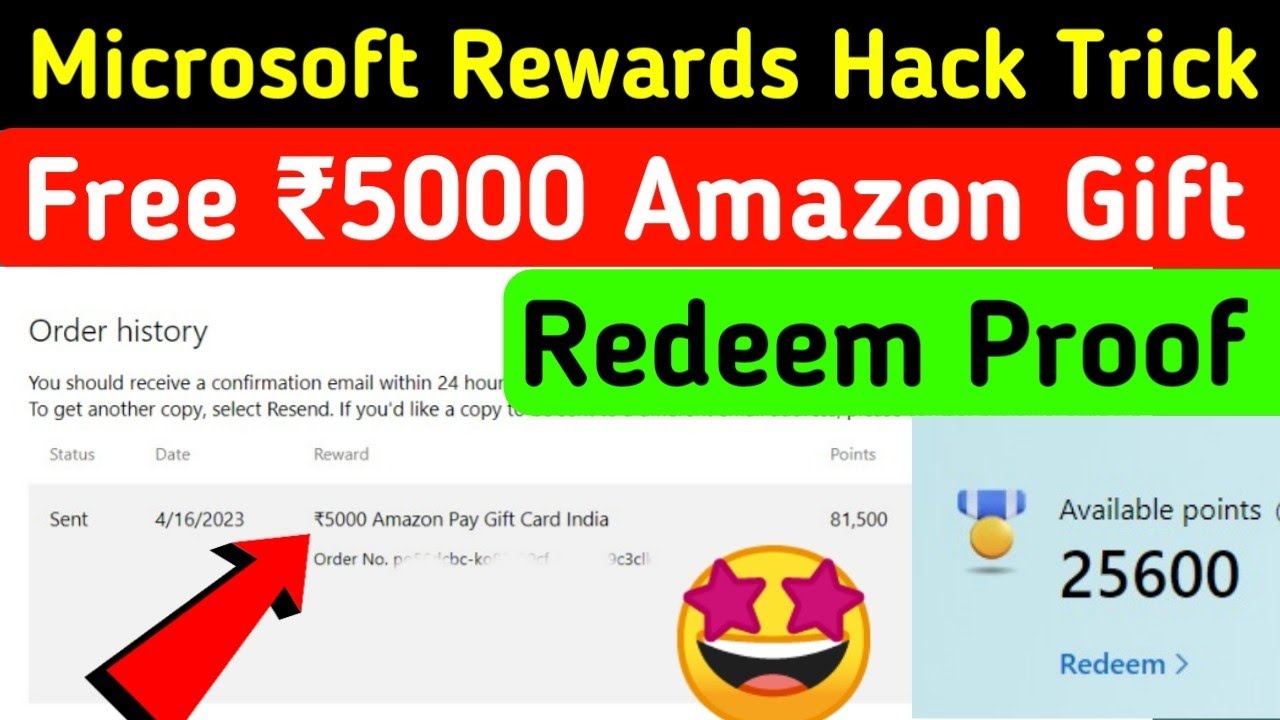 🤑₹5000 amazon Gift card redeem in 1 Day😍microsoft rewards hack Trick ...