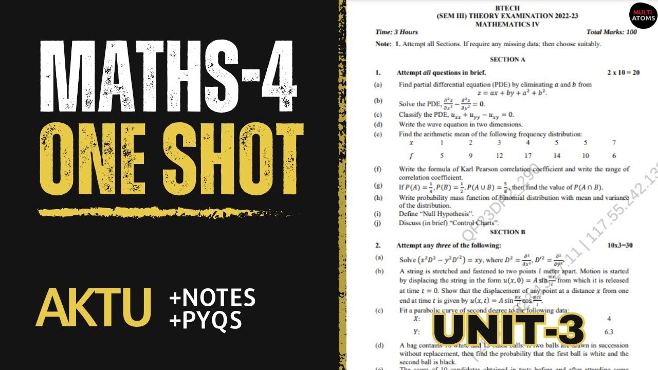Maths 4 Aktu | Unit 3 | Maths 4 One Shot video | PYQs | Imp topics and questions | Aktu Exam ...