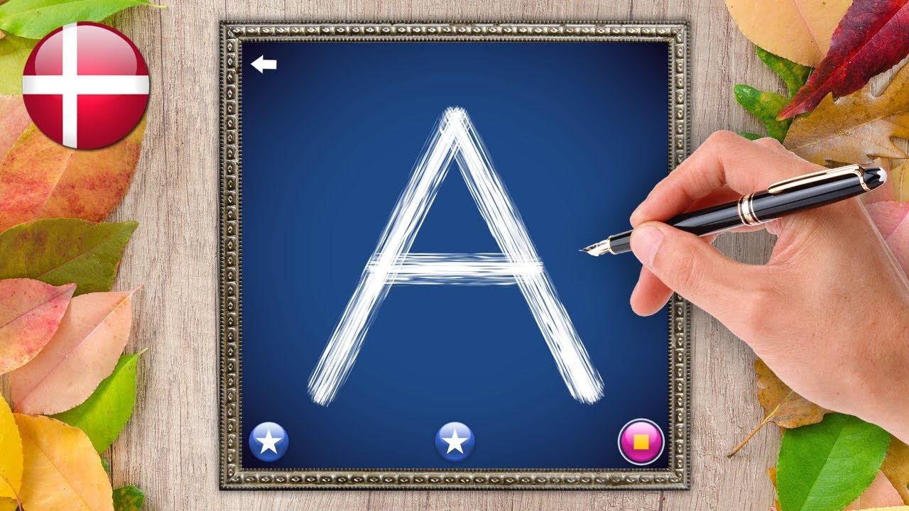 Lær at skrive store bogstaver A-Z - Dansk Alfabet (Danish Alphabet ...