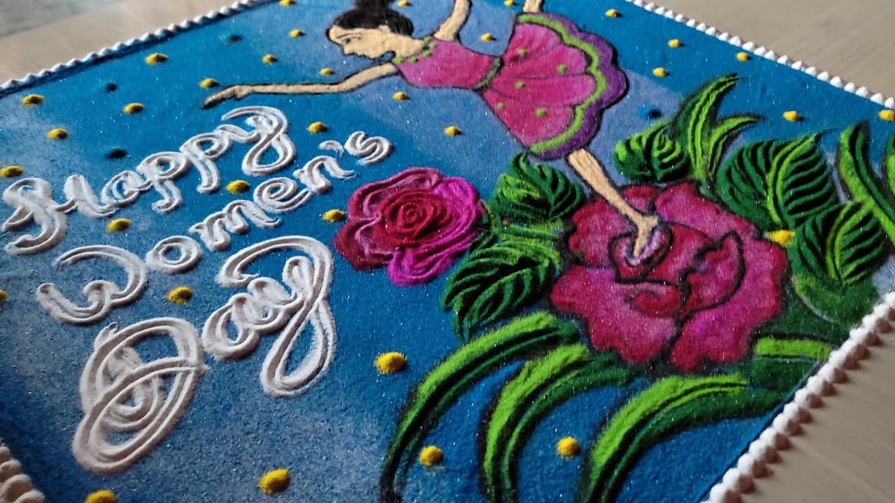 Women's day special rangoli design /जागतिक महिला दिन रांगोळी ...