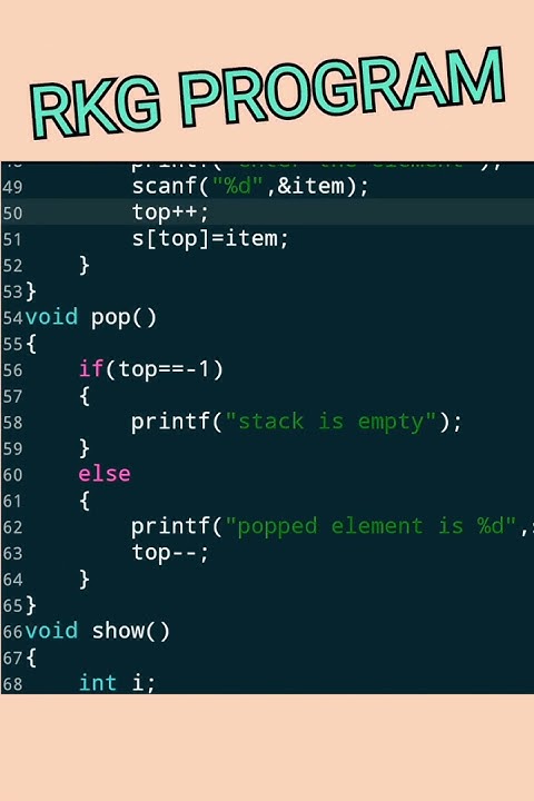 Stack Program Push Pop Show 🥰 In C Language Rkgprograms Shorts Cprogramming Youtube