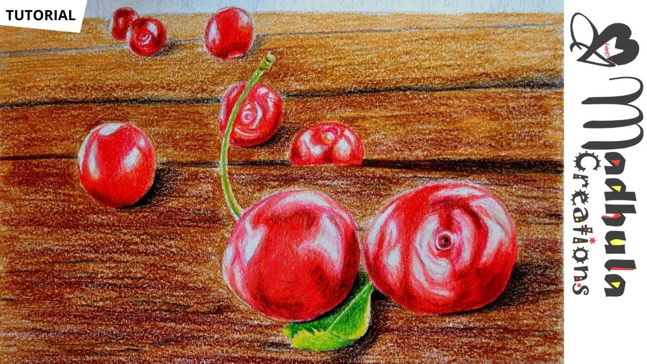 How to draw Cherries with Colored Pencils - How to draw and color ...