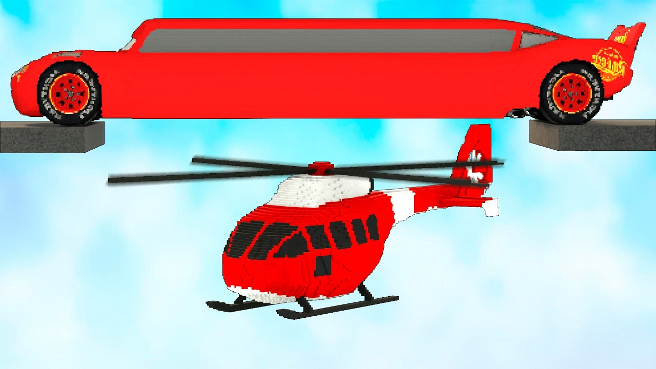 LONG CARS vs HELICOPTER in Teardown - YouTube