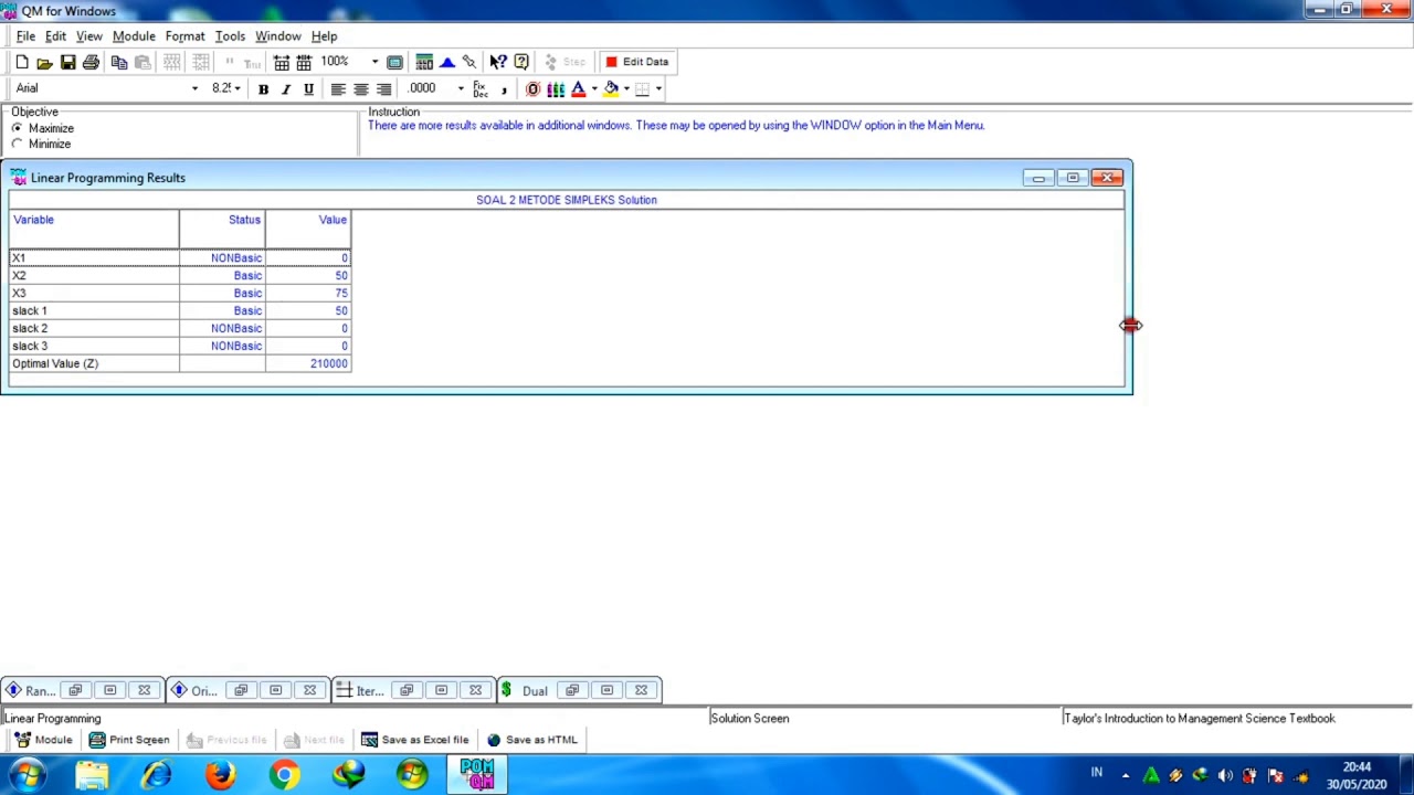 Aplikasi Quantitative Method for Windows : Linear Programming - YouTube
