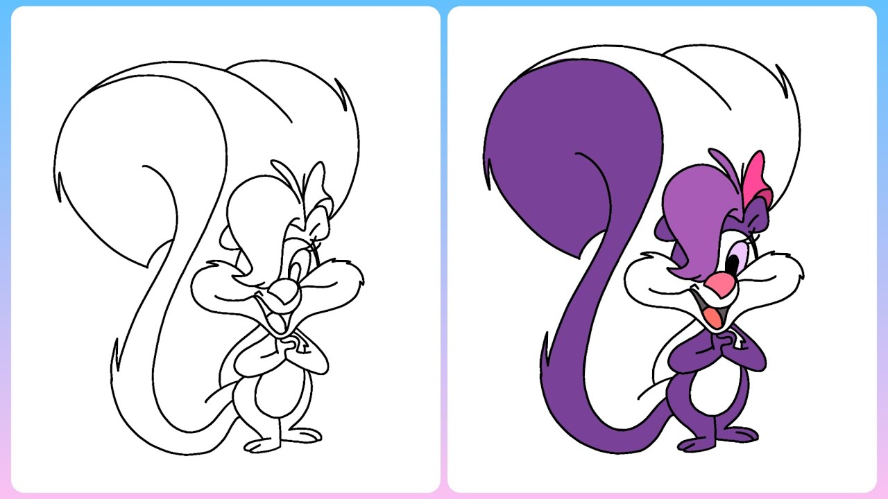 How to draw Fifi la fume | Tiny toon adventures | Easy step-by-step ...