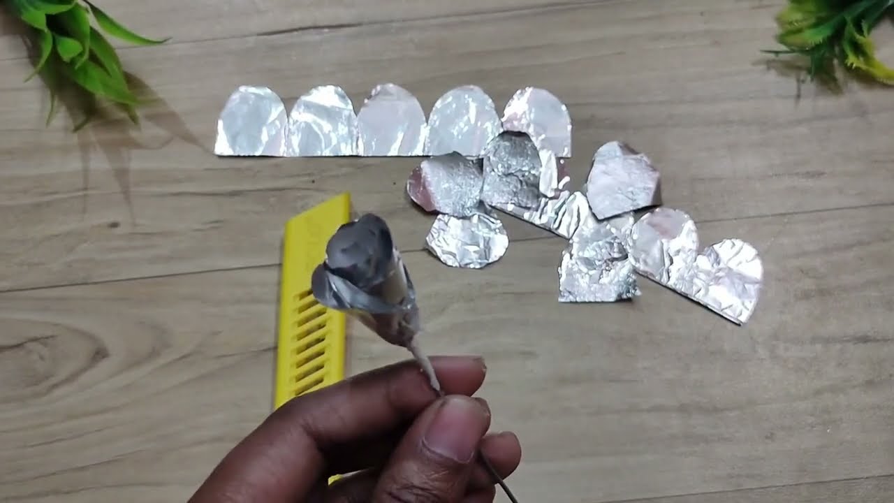 How to Make DIY Foil Paper Rose | Valentine's day Rose Making Ideas ...