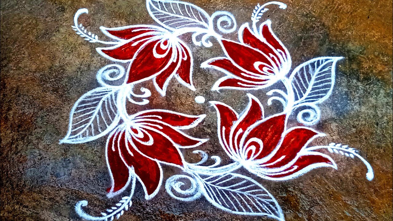 chithirai madham traditional special lotus flower🌺🌻 kolam/padi kolam ...