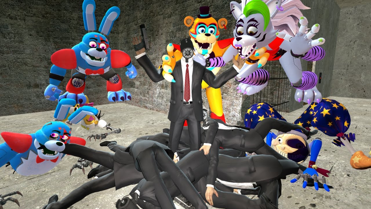 POLICE MEGA ESCAPE ALL FNAF GLAMROCK ANIMATRONICS In Garry's Mod! Five ...